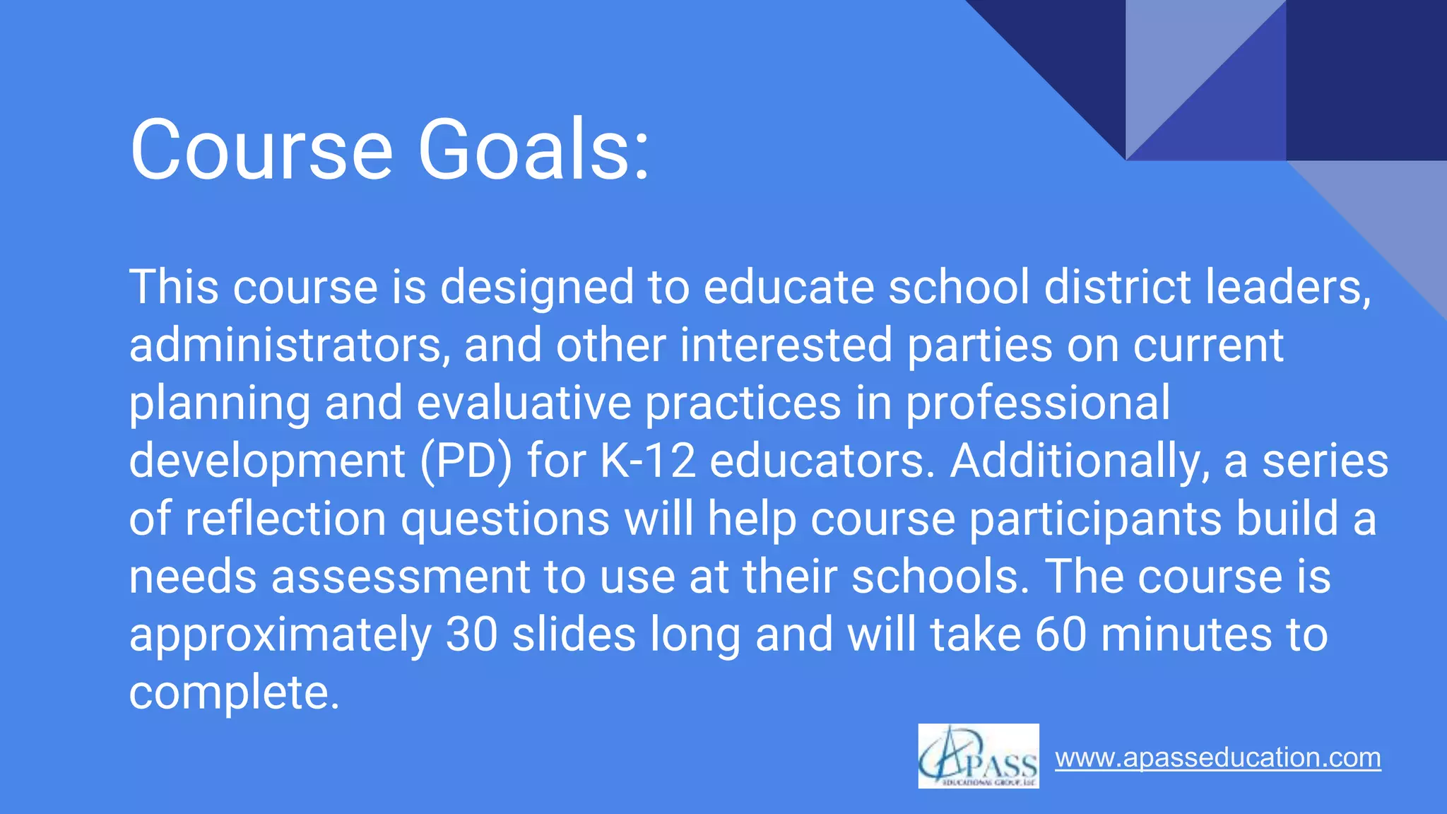Planning and evaluating professional development for k12 educators | PPTX