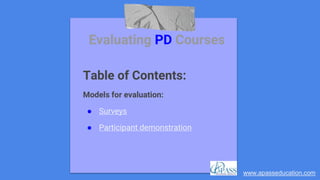 Planning and evaluating professional development for k12 educators | PPTX