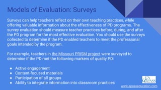 Planning and evaluating professional development for k12 educators | PPTX
