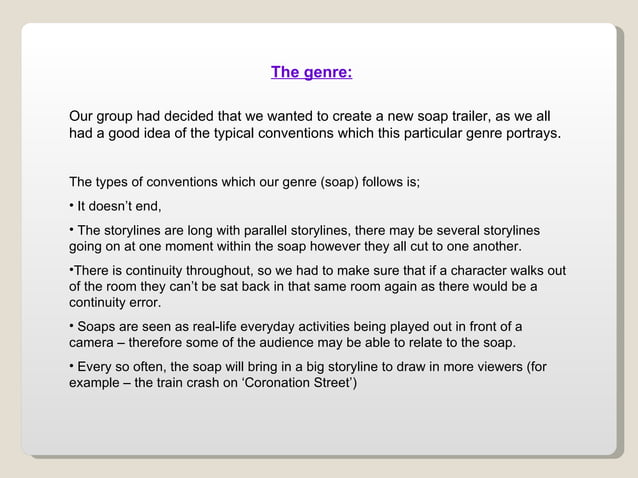 Planning and genre conventions pp | PPT | Soap Opera | Genres