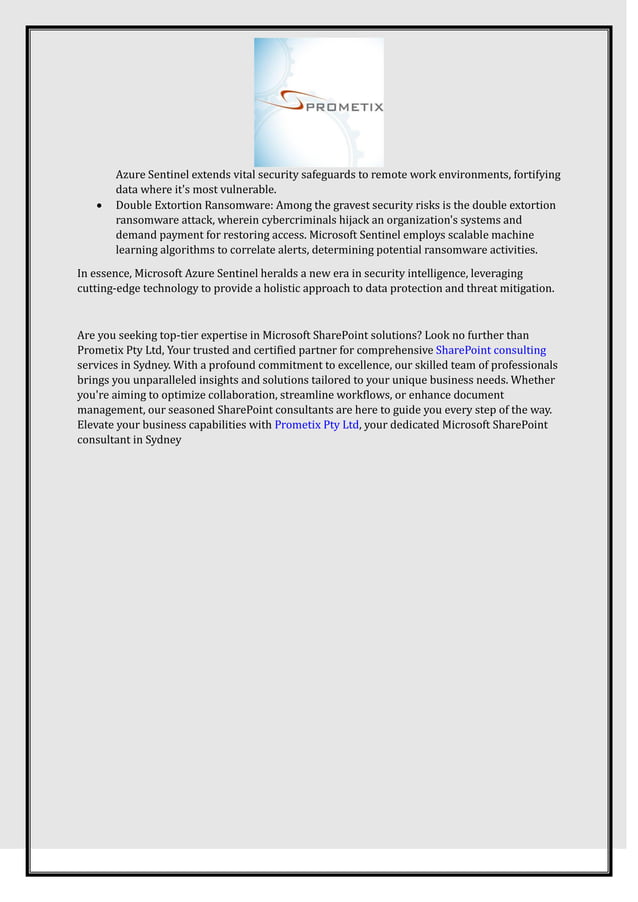Planning and implementing. Unveiling the advanced technology of Microsoft Azure Sentinel | PDF