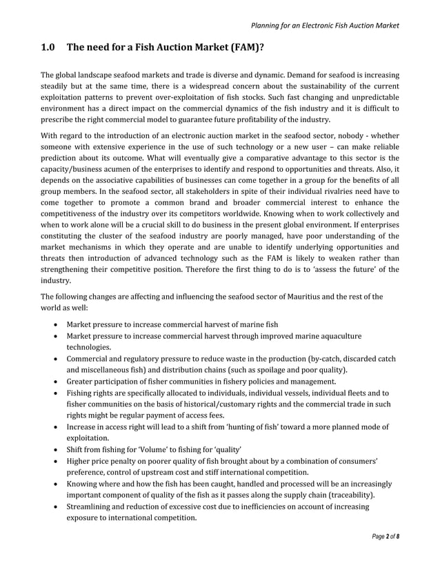 Planning and implementing a fish auction market | PDF | Fishing Sports ...