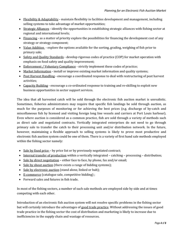 Planning and implementing a fish auction market | PDF | Fishing Sports ...