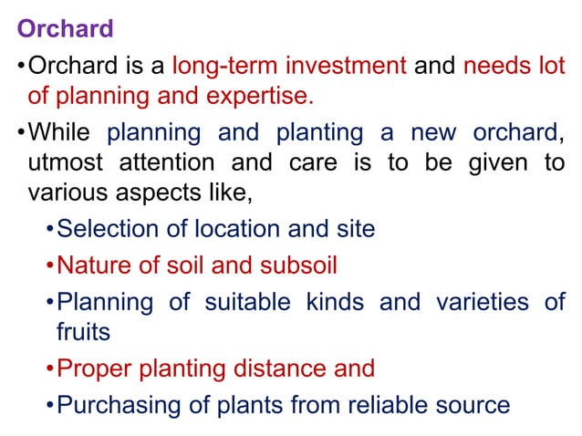 PLANNING AND LAYOUT OF AN ORCHARD.pptx | Gardening | Home & Garden