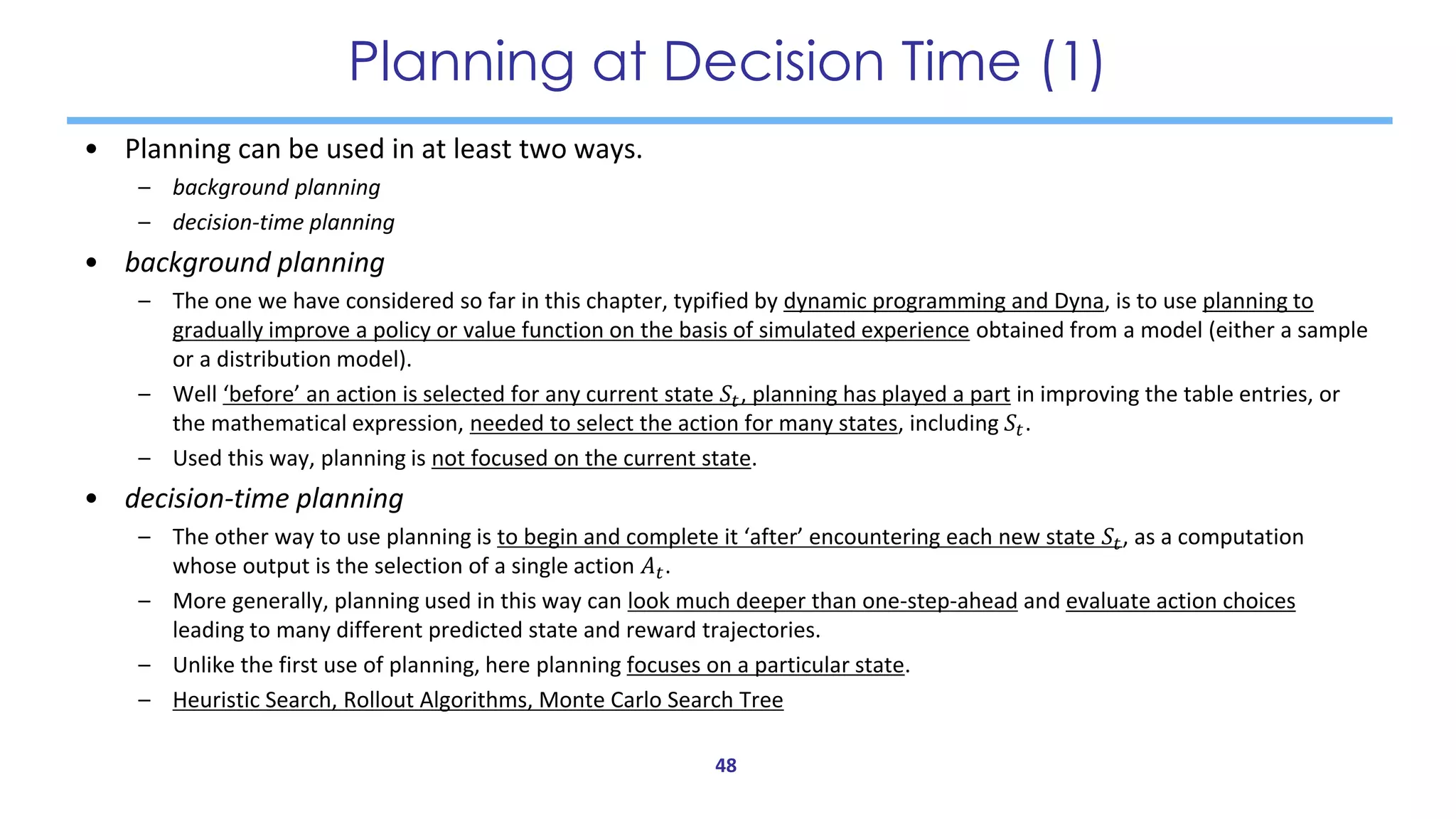 Planning and Learning with Tabular Methods | PPT