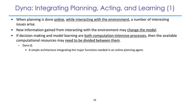 Planning and Learning with Tabular Methods | PPT