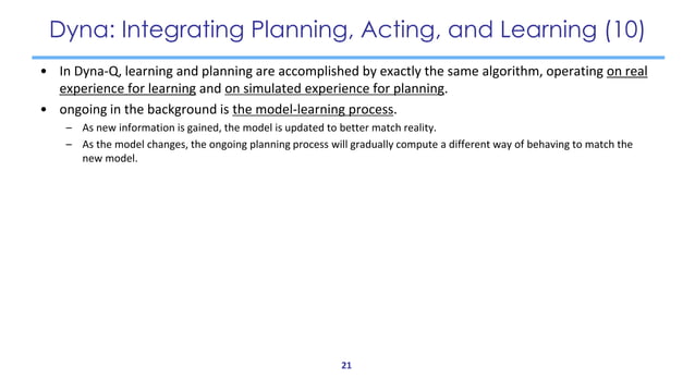 Planning and Learning with Tabular Methods | PPT