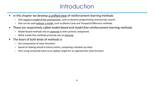 Planning and Learning with Tabular Methods | PPT