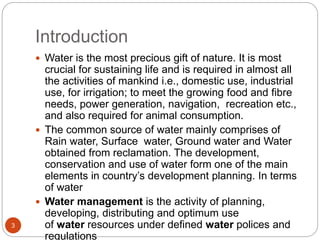 Planning and management of water | PPTX