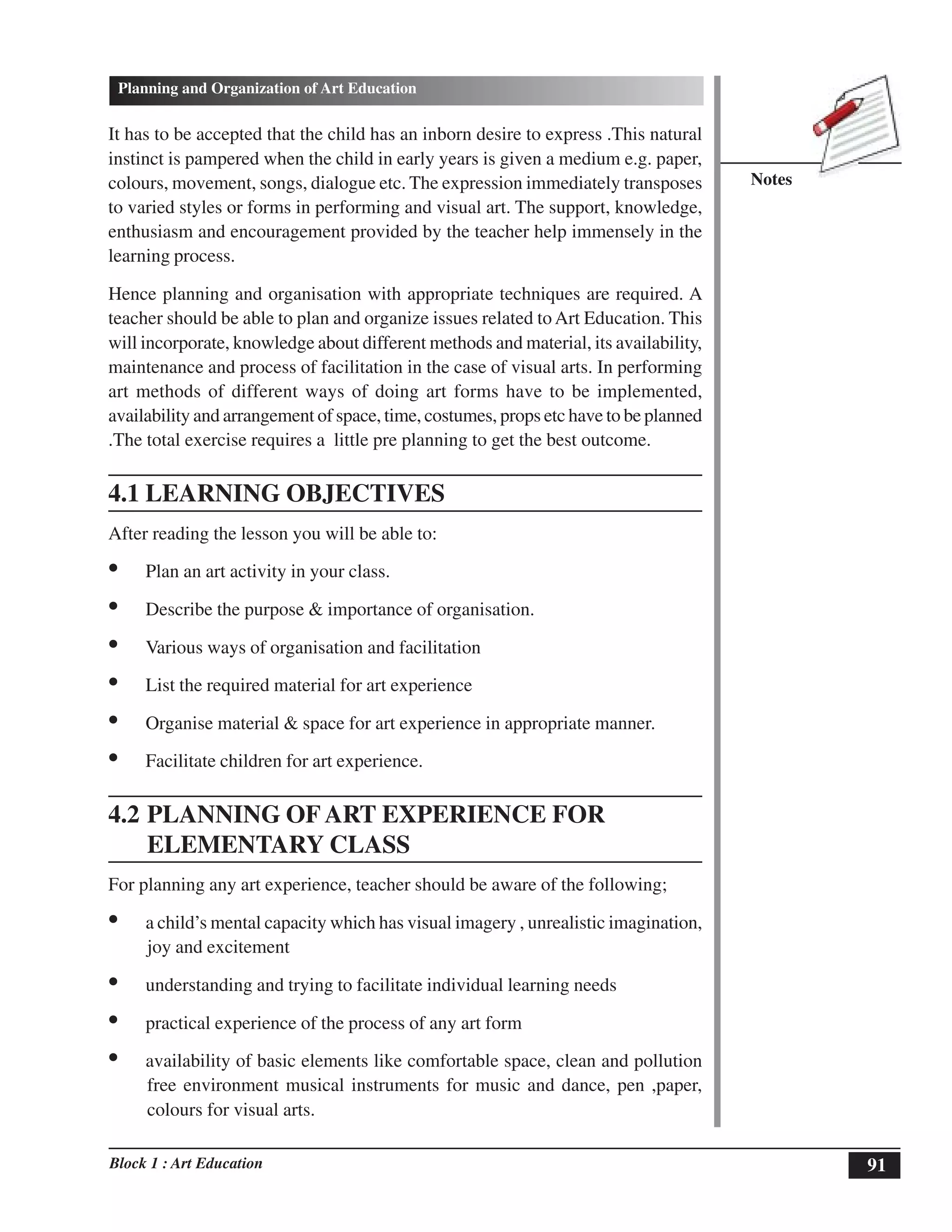 Planning and organization of art integrated learning | PDF