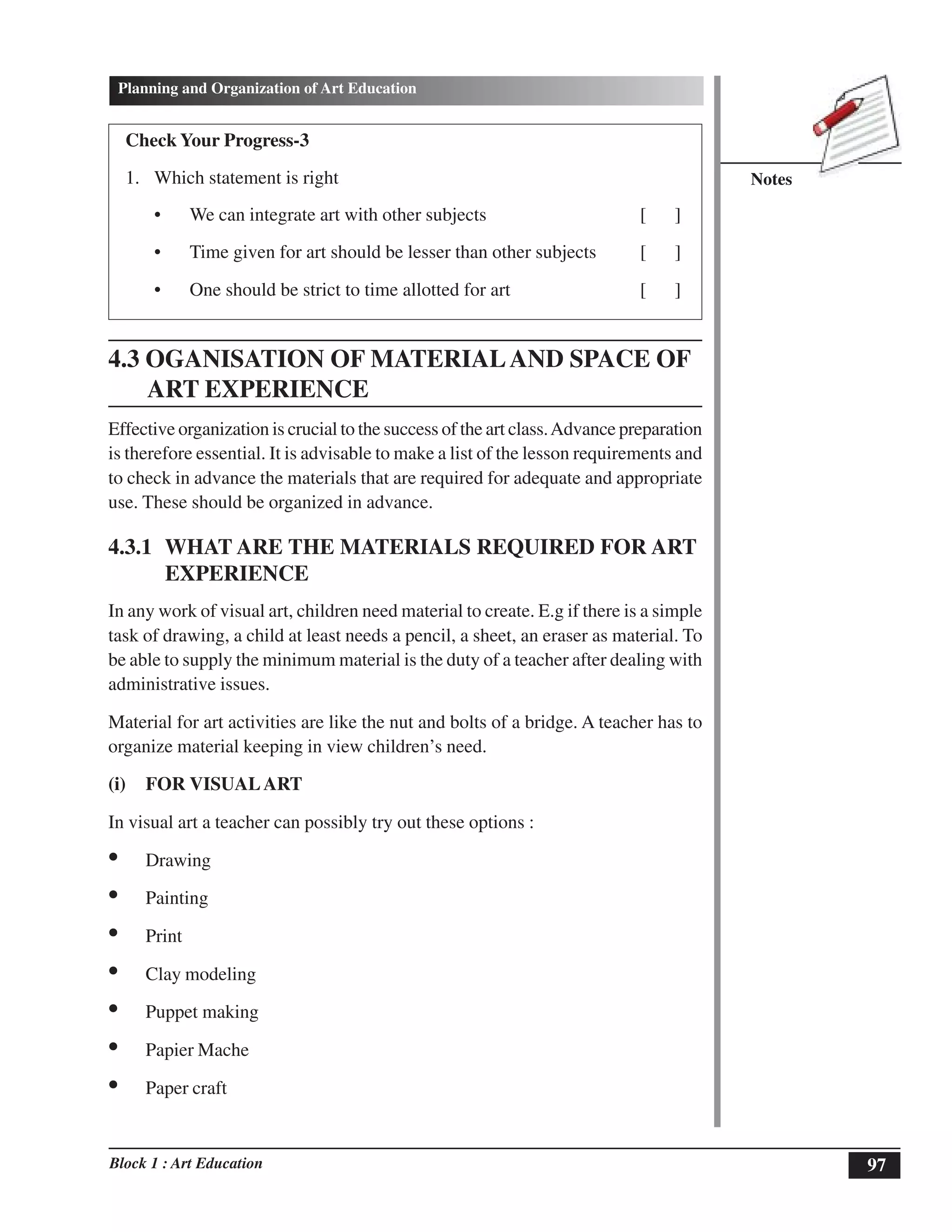 Planning and organization of art integrated learning | PDF