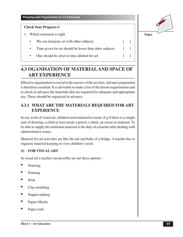 Planning and organization of art integrated learning | PDF