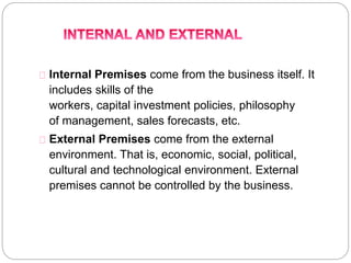 Planning and planning premesis | PPTX