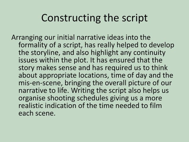 Planning and research script | PPTX | Screenwriting | Content Production