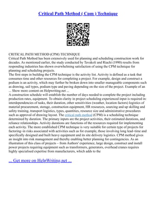 Planning And Scheduling Construction For Decades | PDF