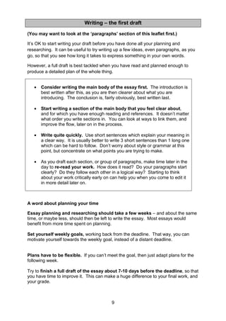Planning and writing essays | PDF | Homework and Study | Education