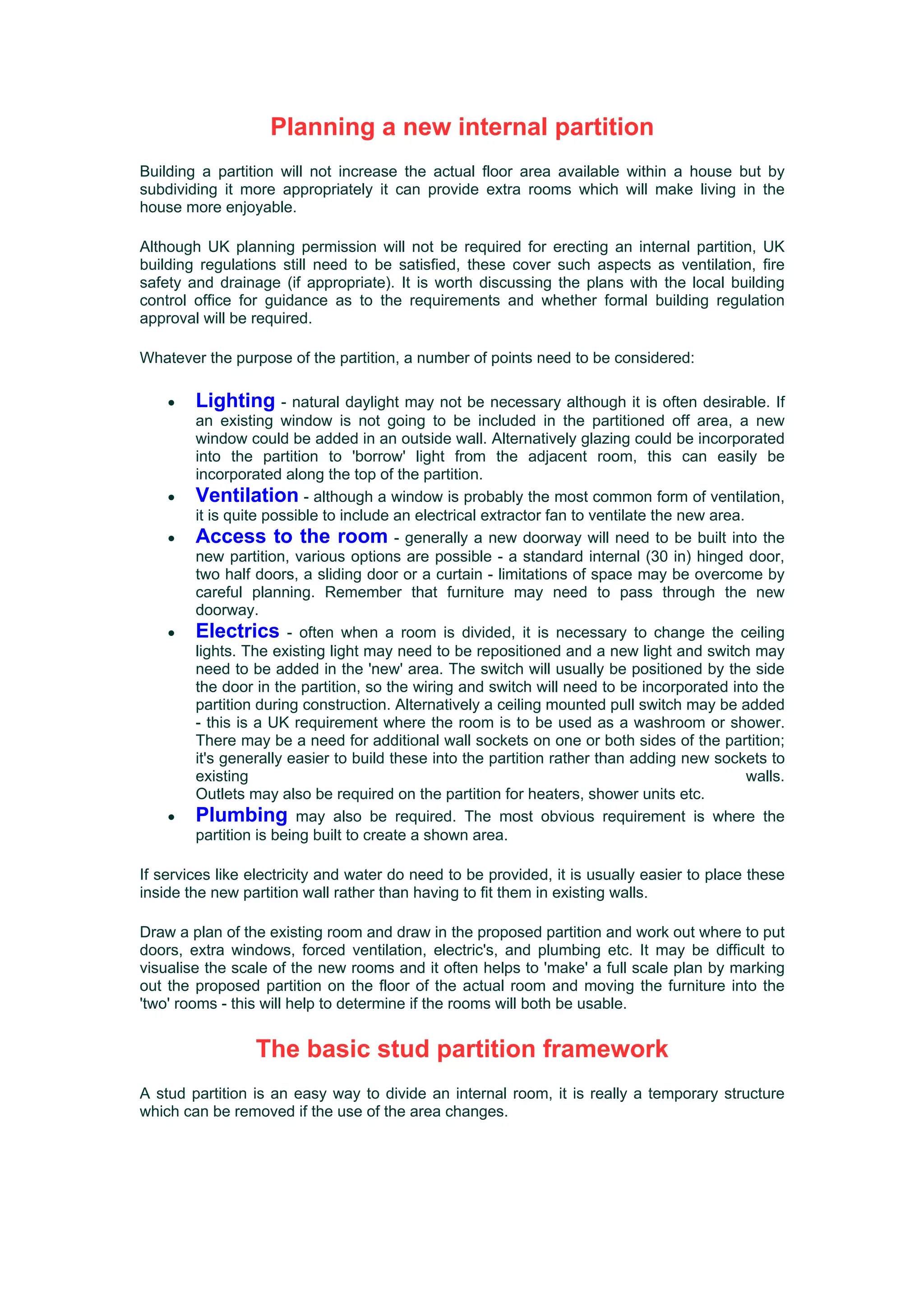 Planning a new internal partition | PDF