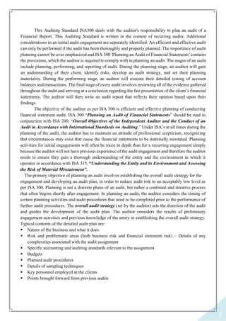 Planning an external audit of financial statements | PDF