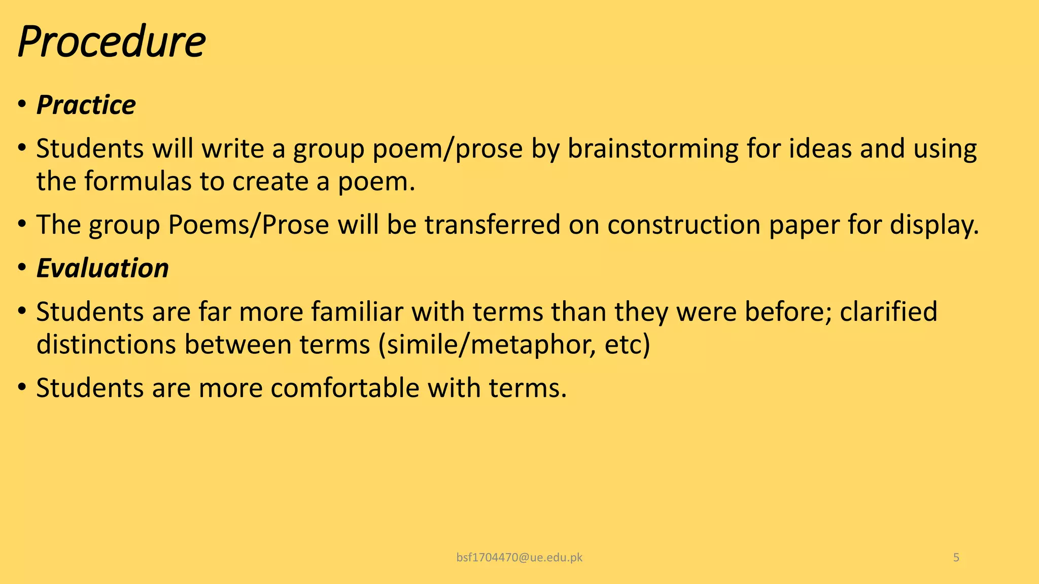 Planning a prose and poetry lesson | PPTX