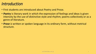 Planning a prose and poetry lesson | PPTX