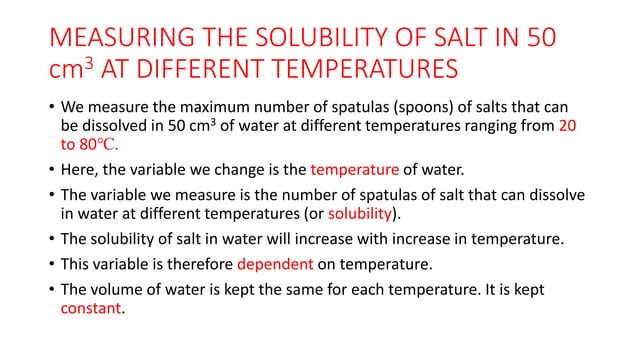 planning a solubility investigation.pptx | Chemistry | Science