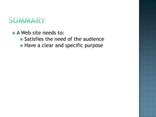 Planning­ A Web Site Summary | PPSX