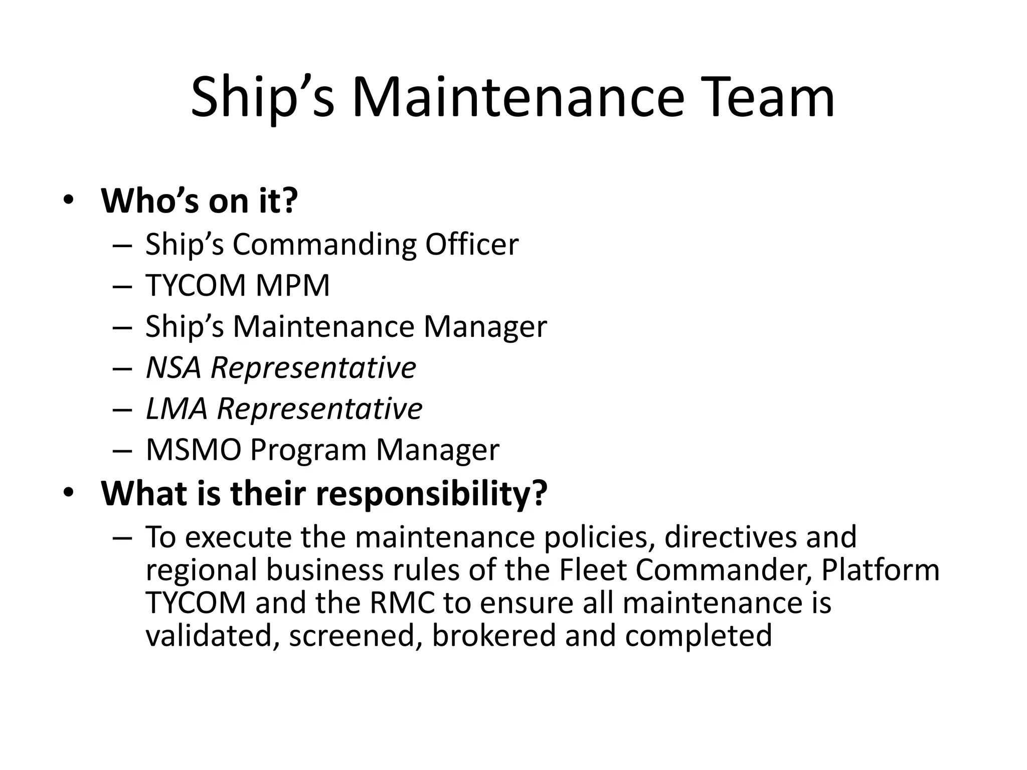 Planning board for maintenance | PPTX