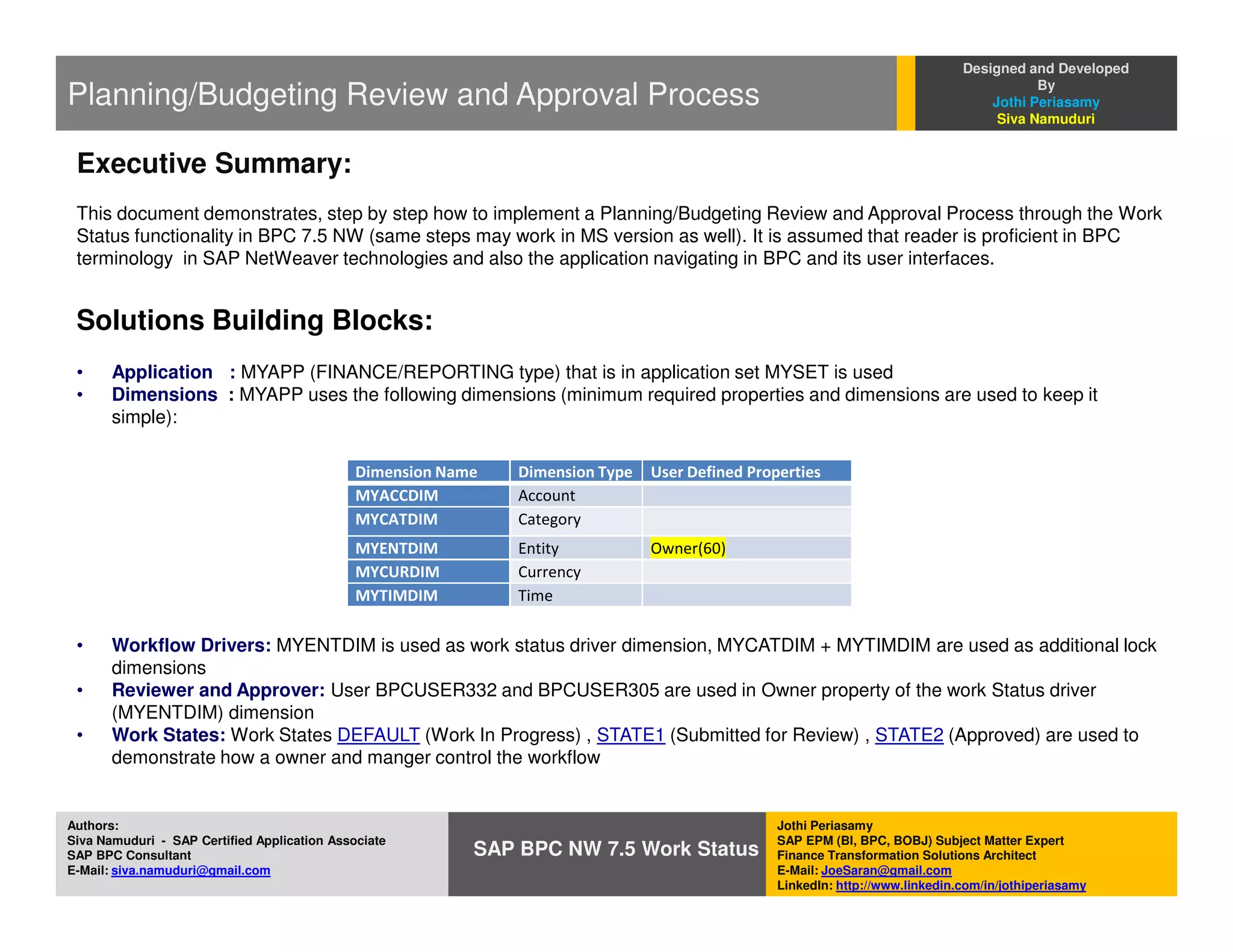 Financial Planning/Budgeting Review and Approval Process in SAP BPC NW ...