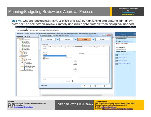 Financial Planning/Budgeting Review and Approval Process in SAP BPC NW ...