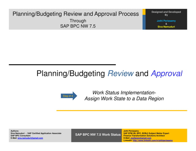 Financial Planning/Budgeting Review and Approval Process in SAP BPC NW 7.5 - An “End-to-End ...