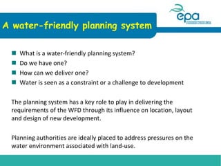 Integrating River Basin Management Plans with the planning system | PPTX