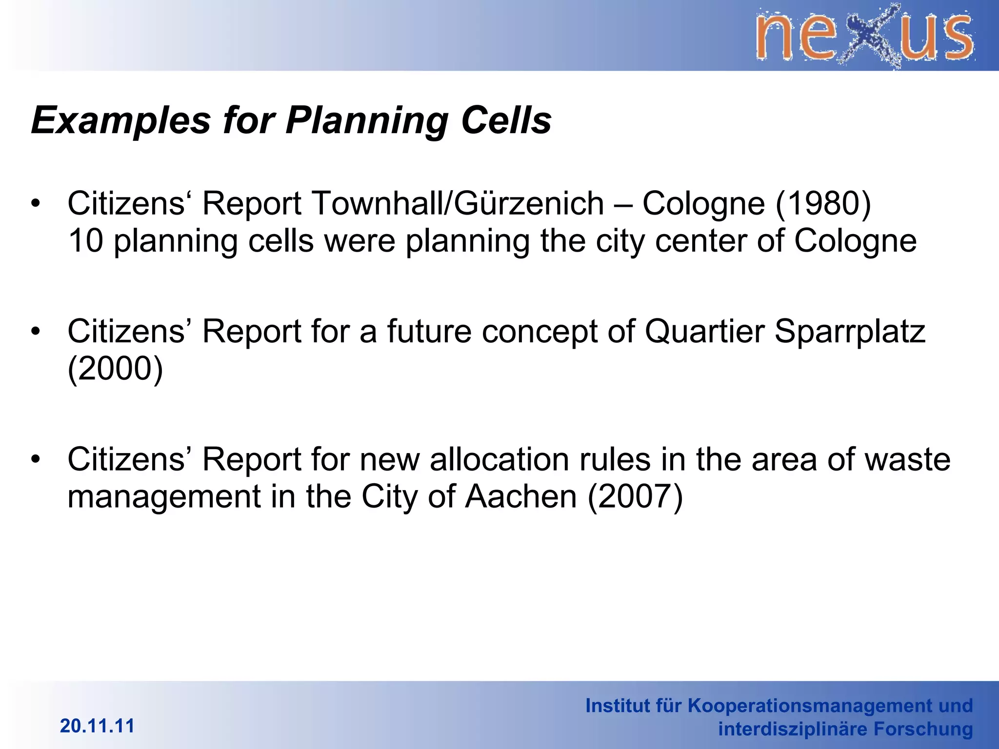Planning cells germany | PPT