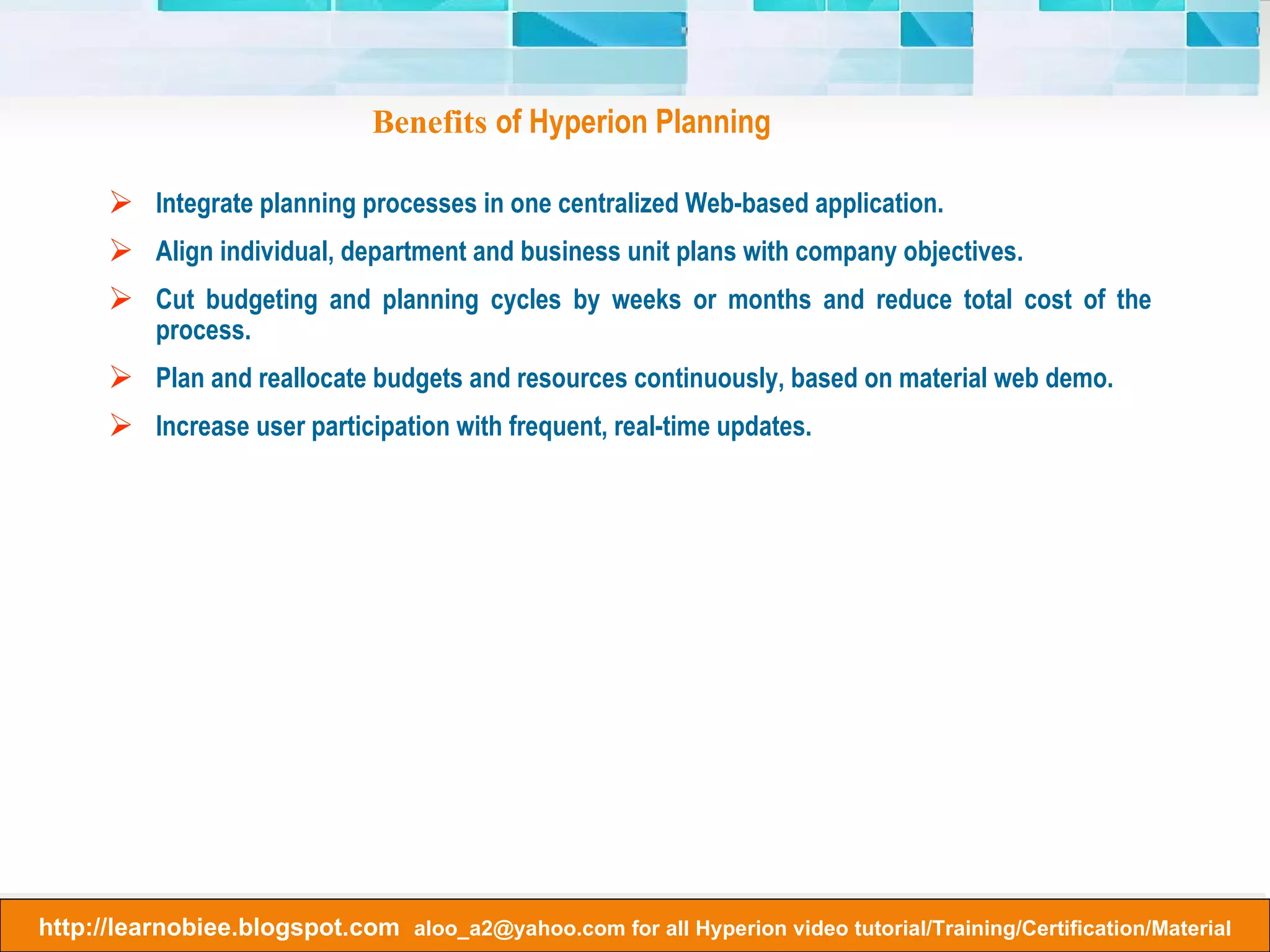 Hyperion Planning Class | PPT | Free Download