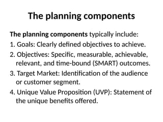 PLANNING COMPONENTS AND TYPES OF PLAN.pptx