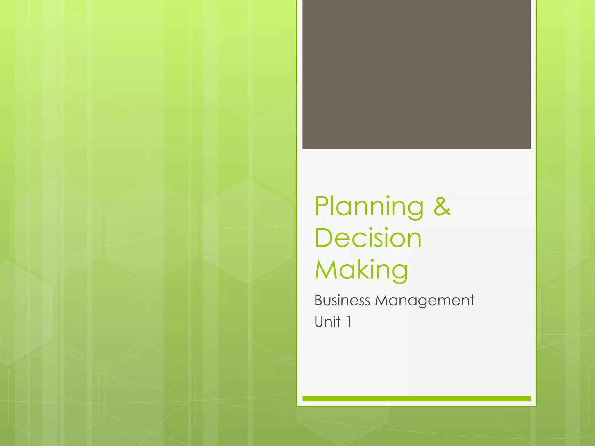 Planning & decision making | PPT