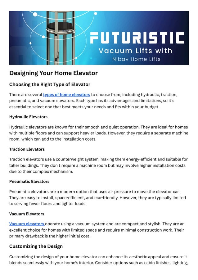 Planning, Designing, and Installing Home Elevators: Key Tips | Nibav ...