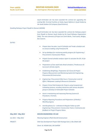 Planning engineer cv (mehtab) | DOC