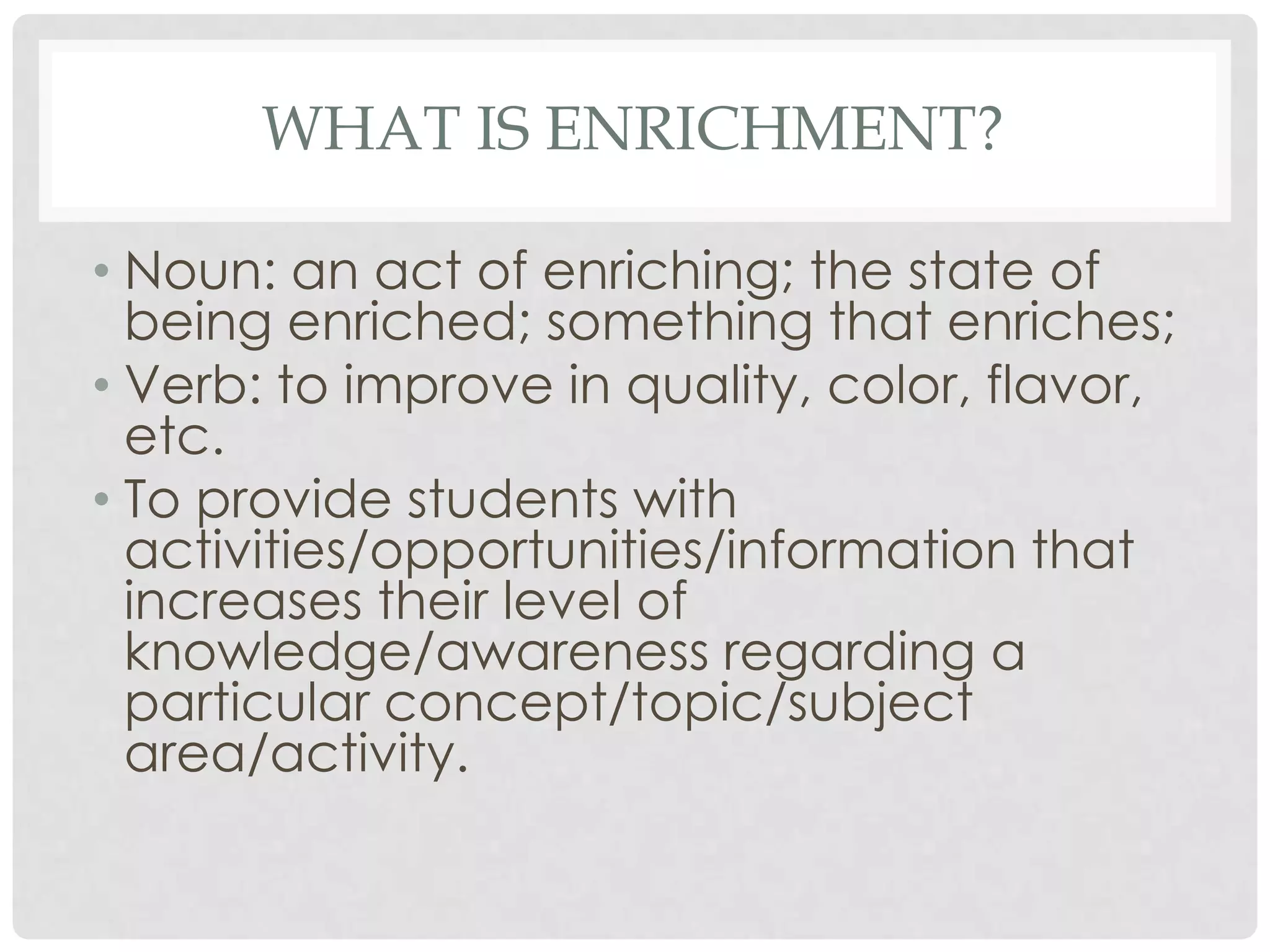 Planning enrichment | PPTX