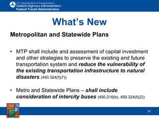 Statewide and Nonmetropolitan and Metropolitan Transportation Planning ...