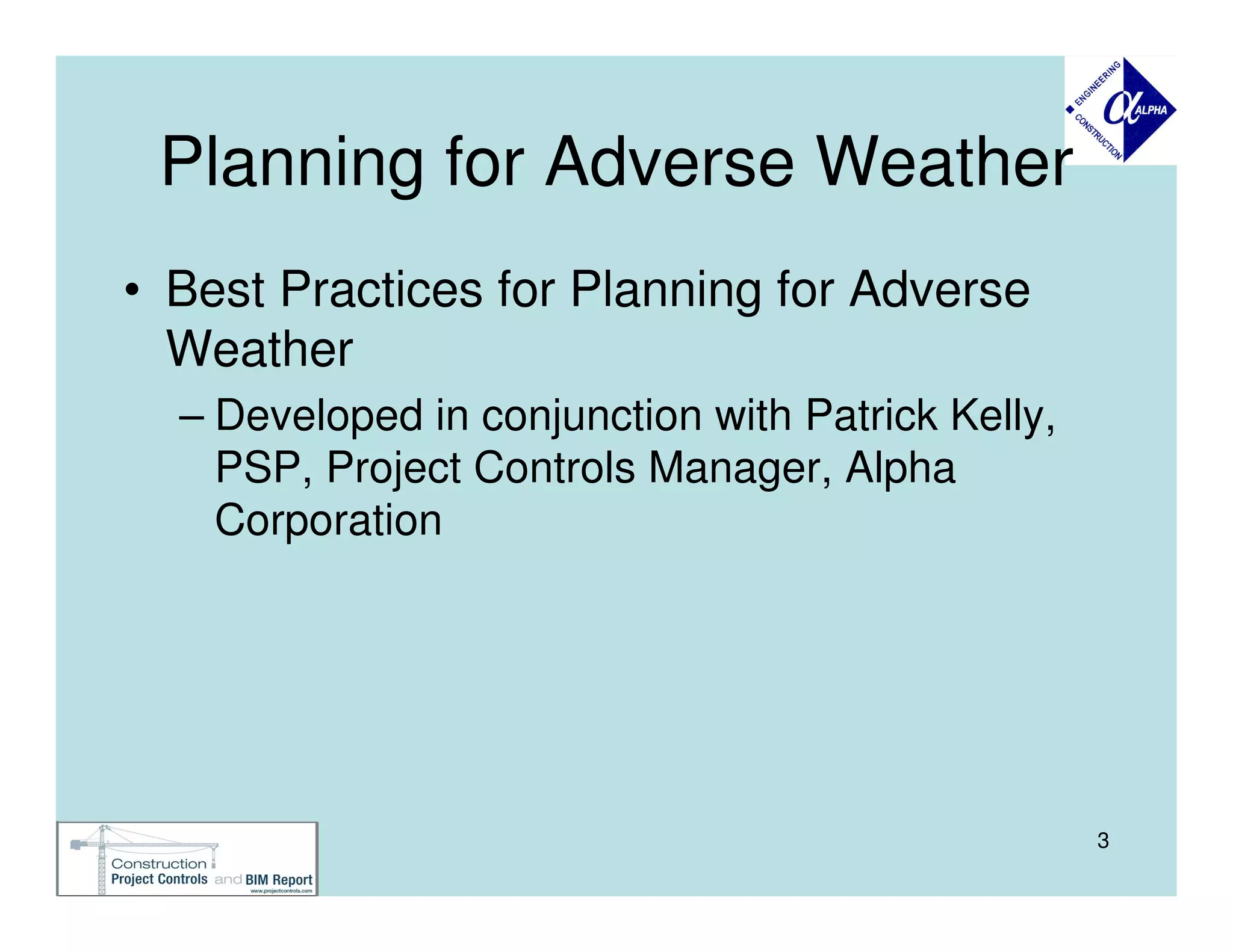 Planning For Adverse Weather | PDF