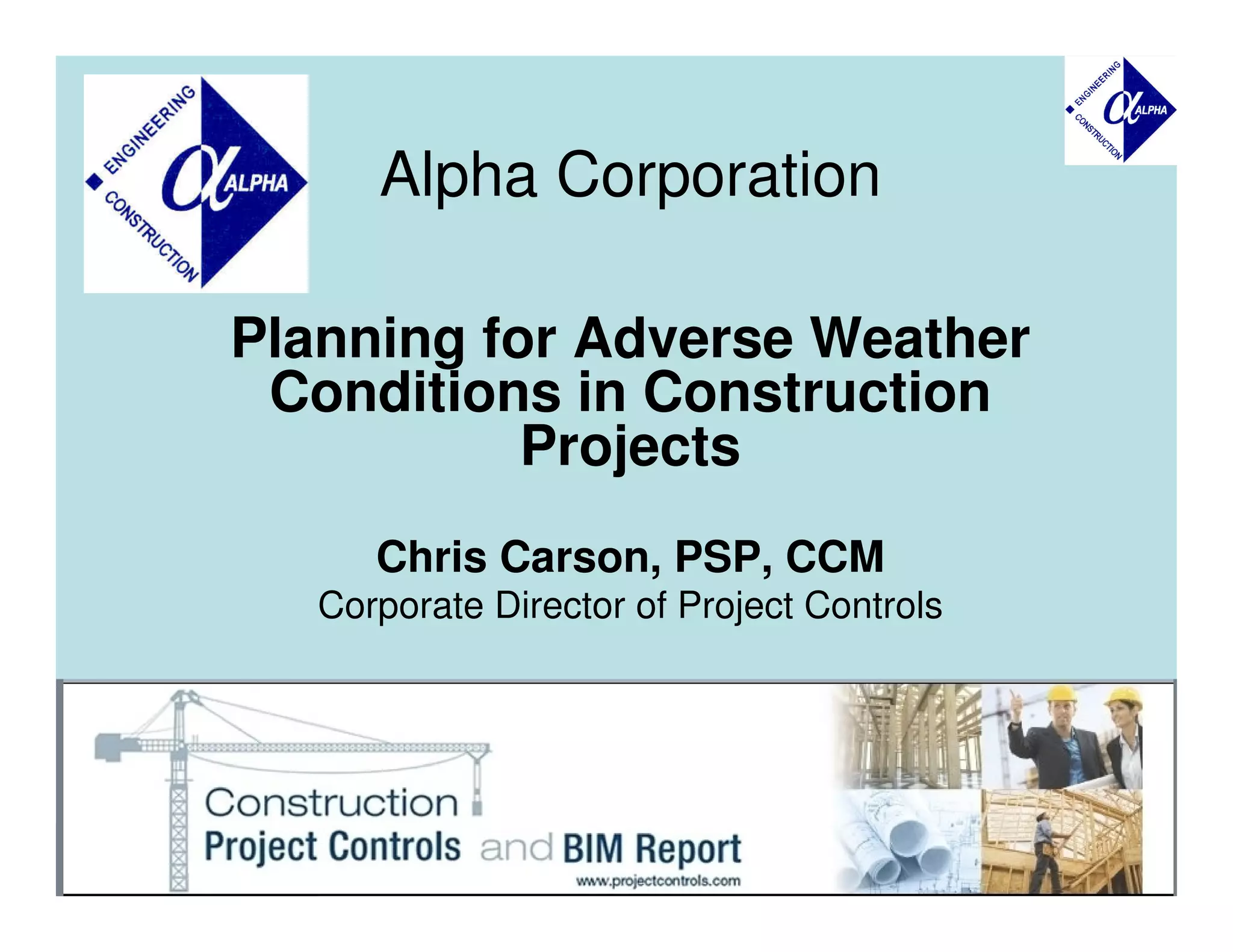 Planning for adverse weather in Construction Projects | PDF