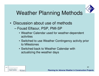 Planning for adverse weather in Construction Projects | PDF