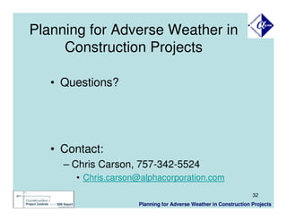Planning for adverse weather in Construction Projects | PDF