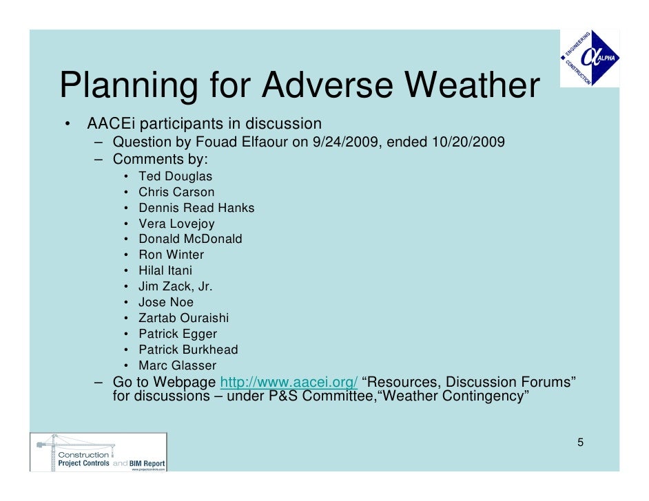 Planning for adverse weather in Construction Projects