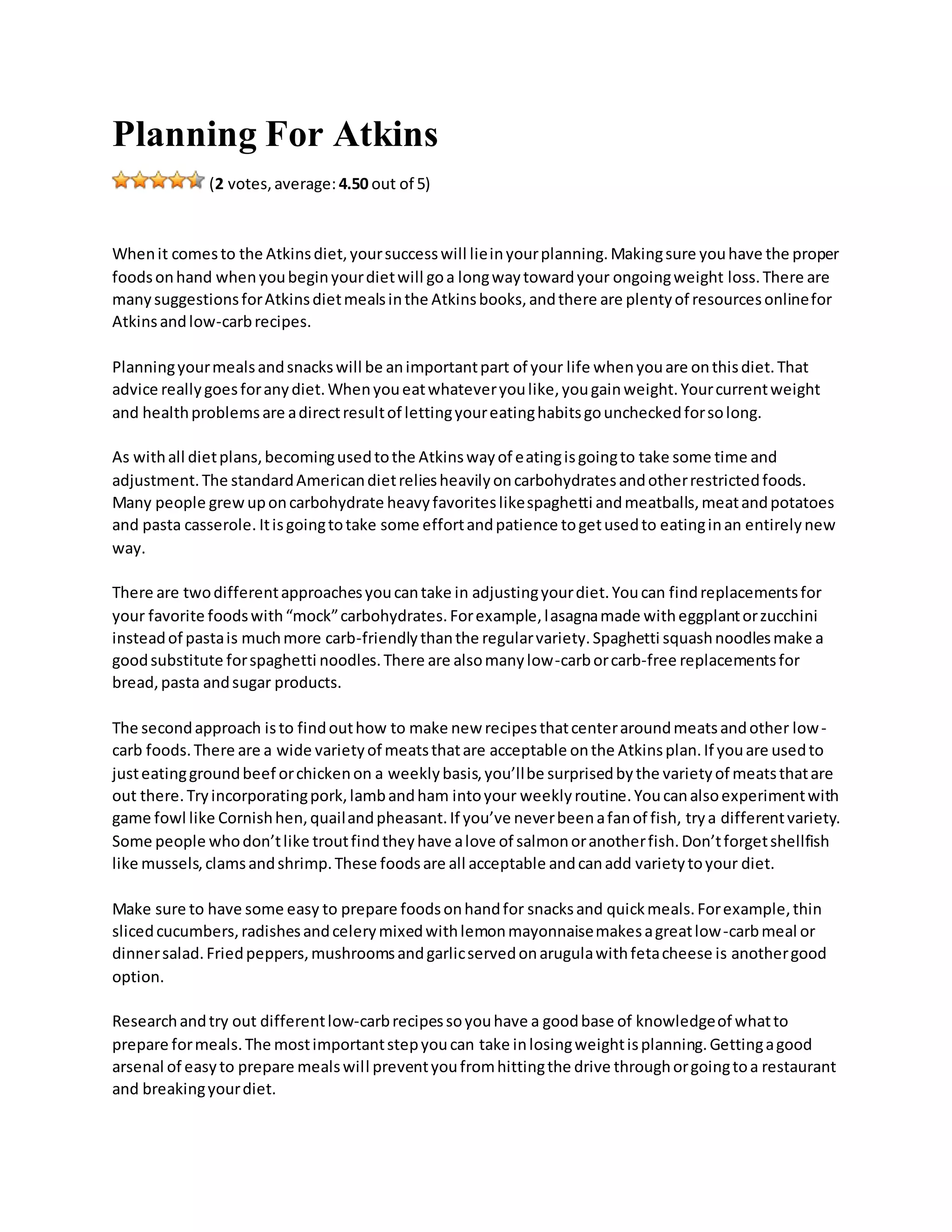 Planning for atkins | PDF