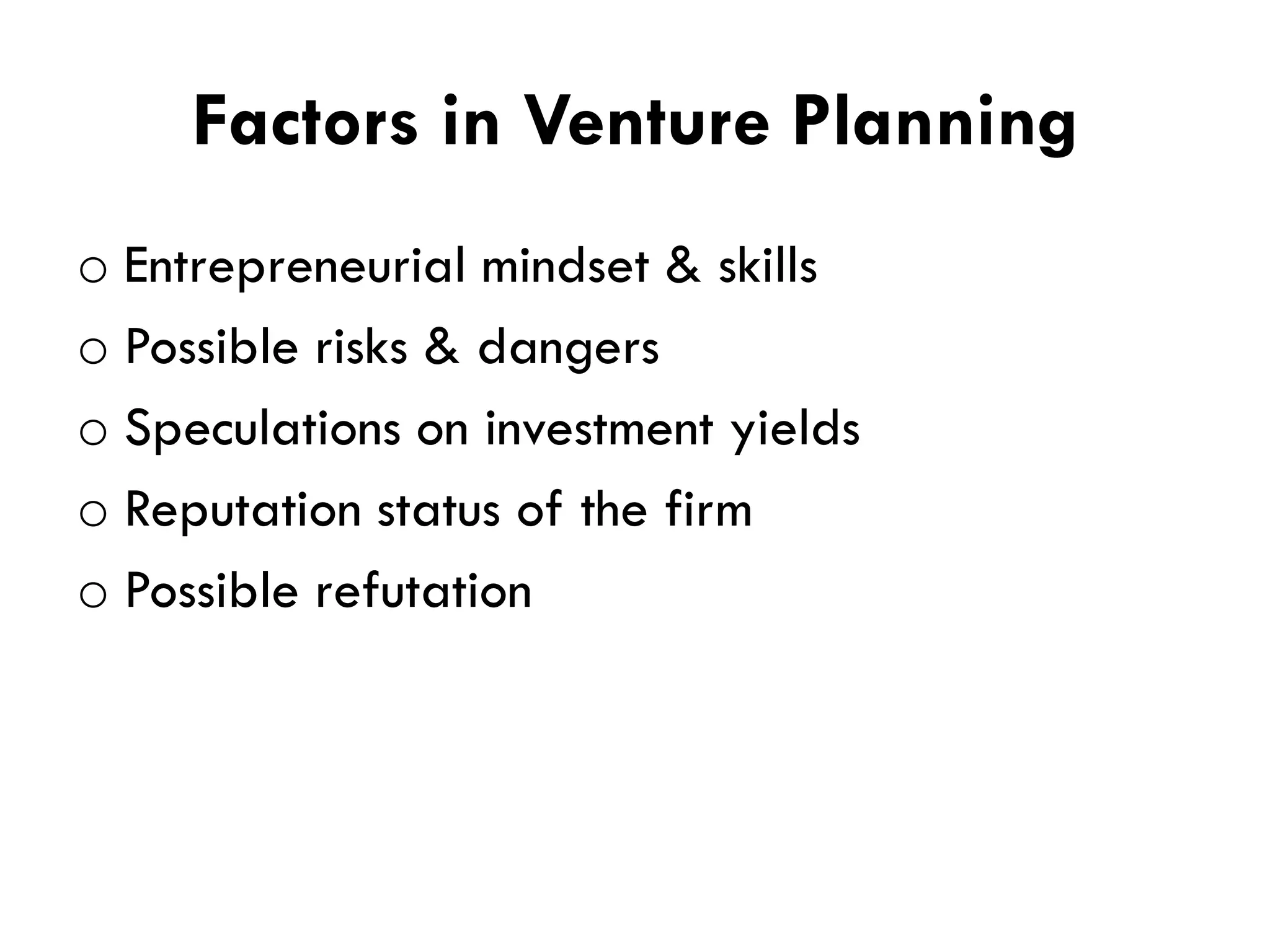 Planning for a venture | PDF