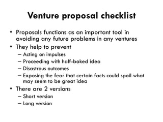 Planning for a venture | PDF