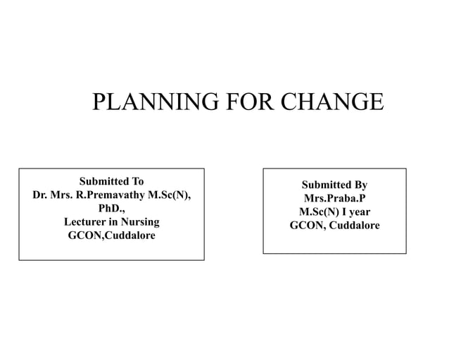 planning for change nursing Management ppt | PPTX | Business | Business ...