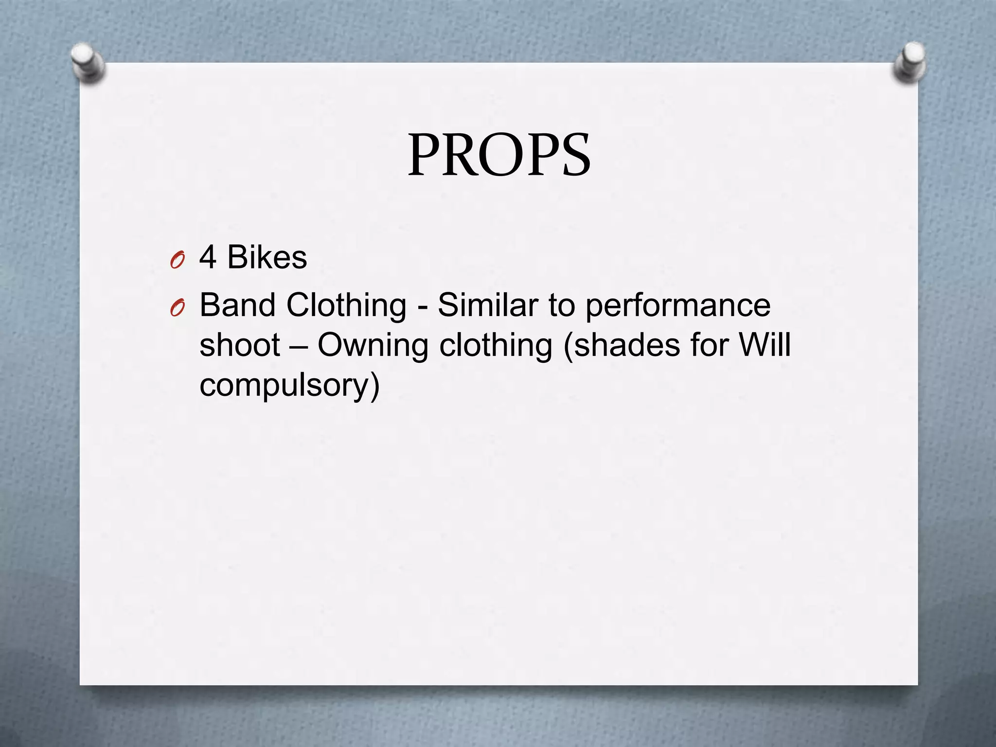 Planning for cycle shoot | PPT