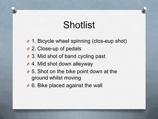Planning for cycle shoot | PPT